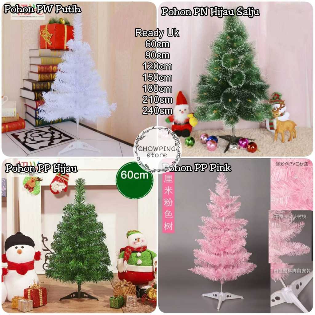 Jual Pohon Natal Cemara Christmas Tree Pine PP Hijau Salju Putih Pink ...