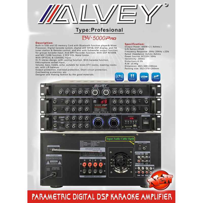 Jual ALVEY AMPLIFIER DV-5000PRO ALVEY DIGITAL AMPLIFIER KARAOKE AMPLI ...