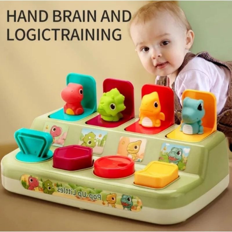 Jual mainan bayi POP UP DINO hide and seek little dinosaurs hand ...