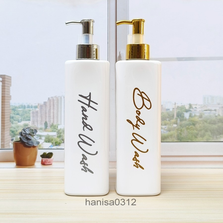 Jual Botol Sabun Cair Pump 500ml Putih Glossy Model Kotak Luxury Gold Dan Silver | Shopee Indonesia