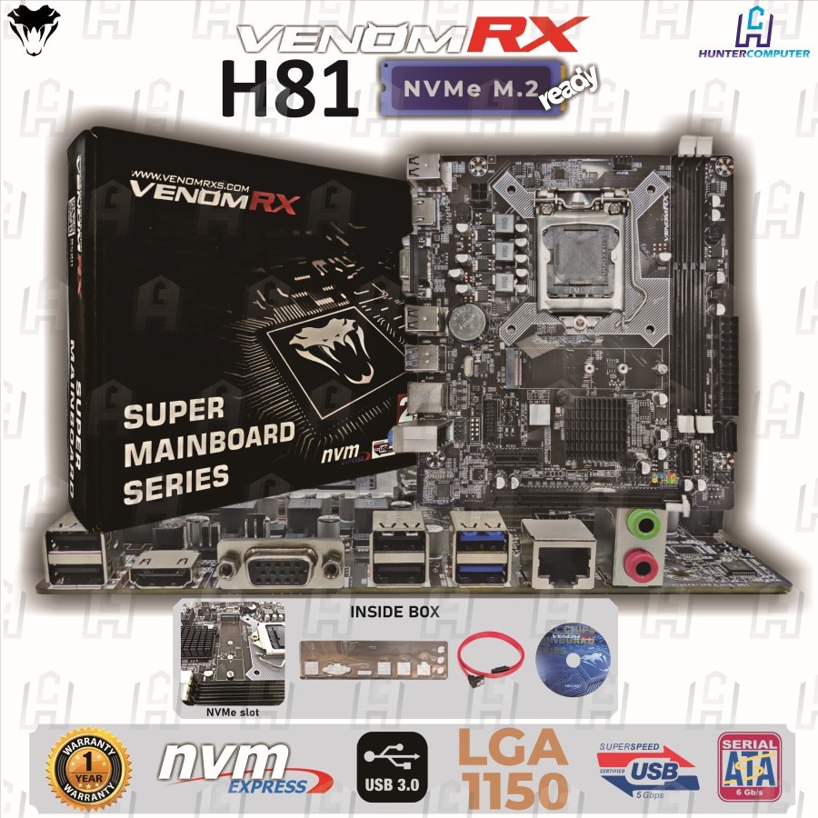 Jual Motherboard h81 ddr3 LGA 1150 NVME SATA 3.0 & USB 3.0 VenomRX | Shopee Indonesia