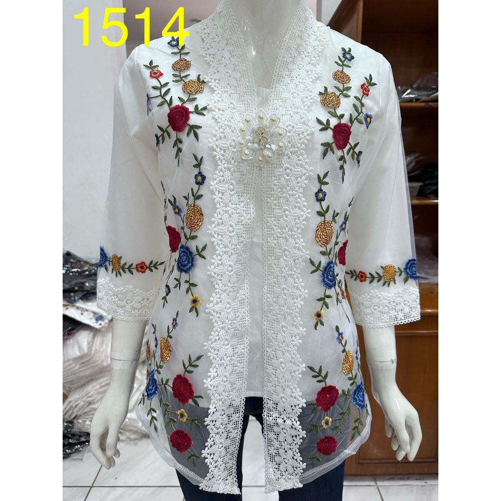 Jual 1508 kebaya rompi organdi alexuez premium brukat /kebaya encim ...