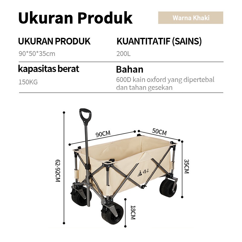 Jual LANTOO Troli Lipat Luar Ruangan Troli Lipat Besar Troli Berkemah ...