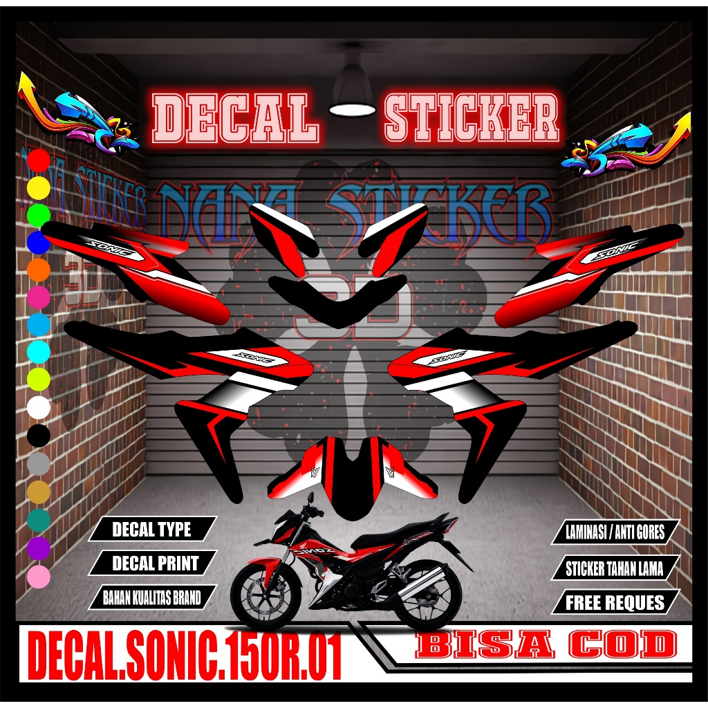 Jual DECAL FULL BODY SONIC 150R VARIASI Sticker Full Body Motif KEREN ...