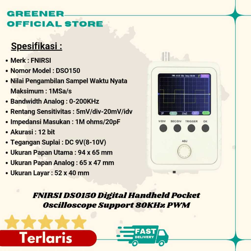 Jual FNIRSI DSO150 Digital Handheld Pocket Oscilloscope Support 80KHz PWM | Shopee Indonesia