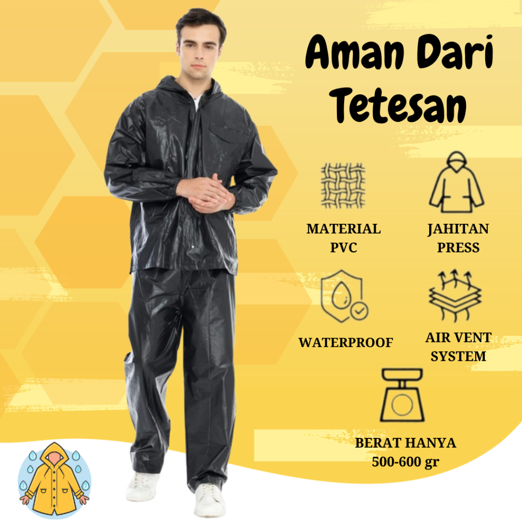 Jual Jas Hujan Pria Wanita Dewasa Stelan Baju Celana Berkualitas Anti Air Anti Rembes Dan Anti ...