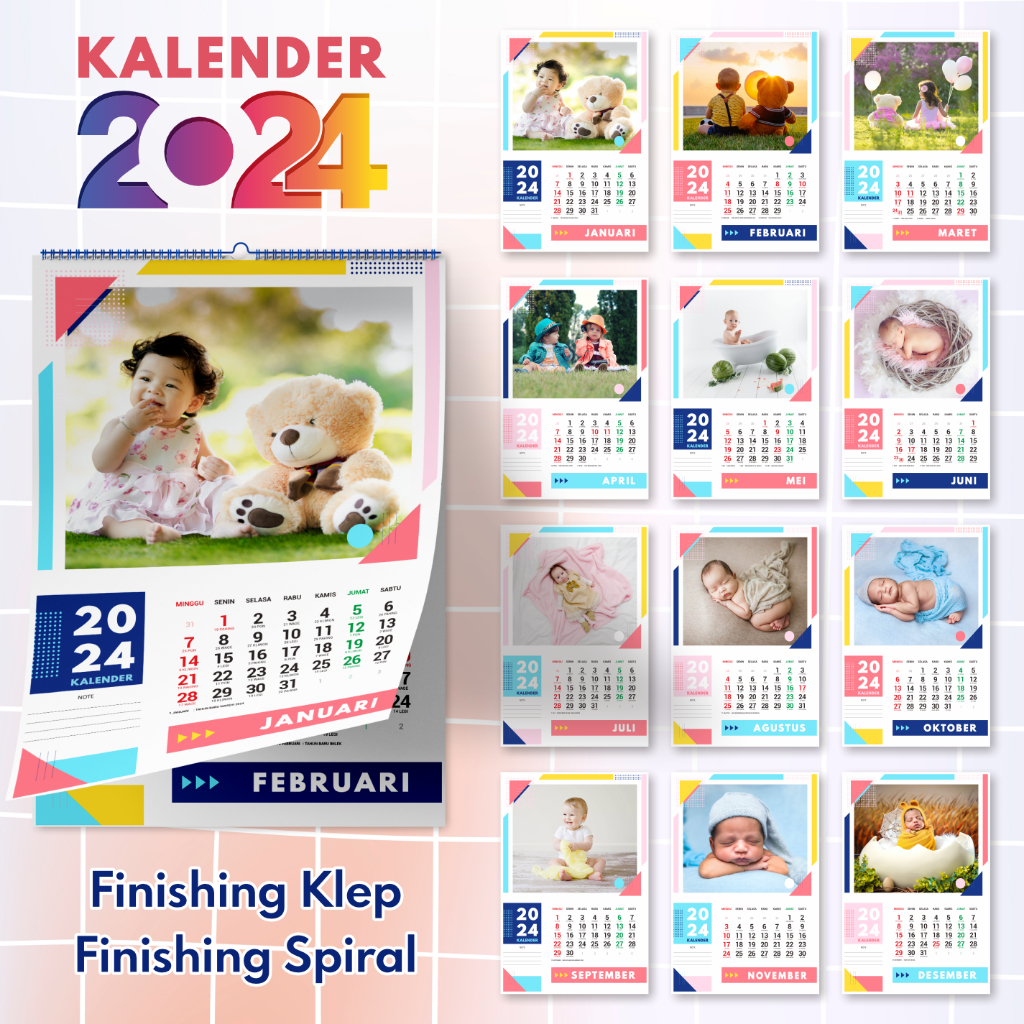 Jual syam kalender 12 lembar custom spiral dan klep | Shopee Indonesia