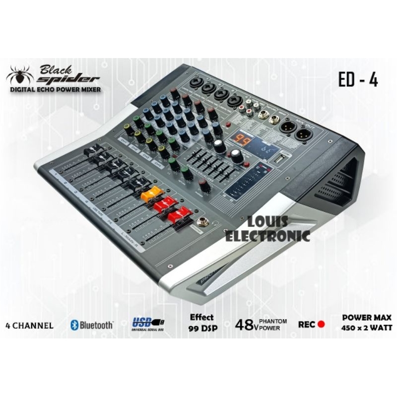 Jual Power Mixer Black Spider ED4 ED-4 4 Channel 99 DSP ORIGINAL New ...