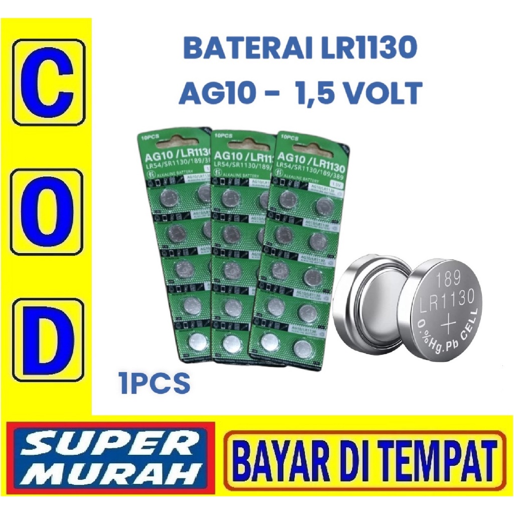 Jual 53E BATERAI LR1130 Ag10 Baterai Lr1130 Lr 1130 Ag10 Batre Kalkulator Jam Alkaline 1,5 Volt ...