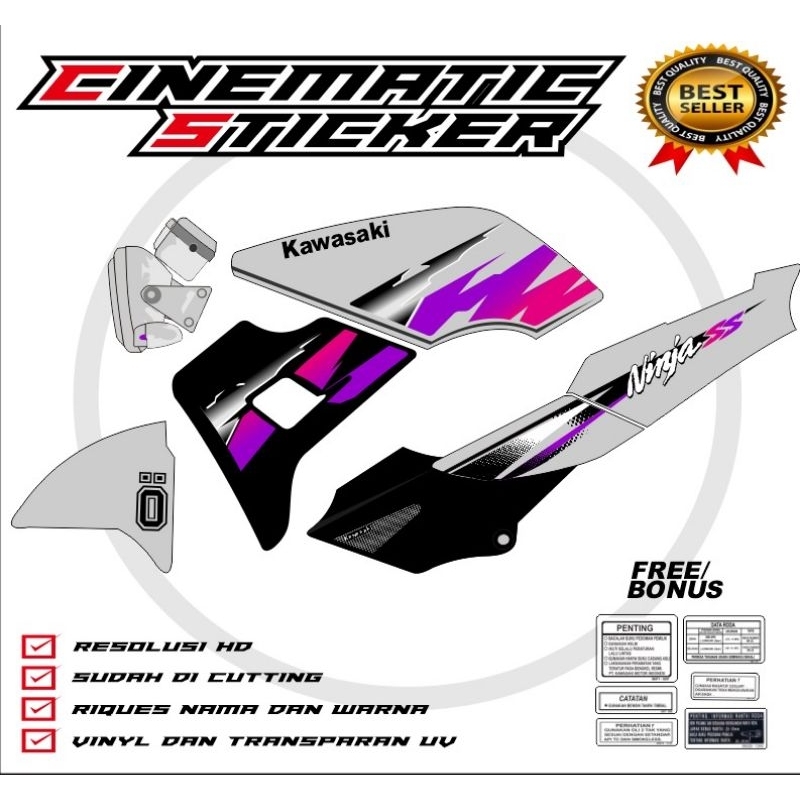 Jual sticker striping ninja KIS costum body silver variasi transparan ...