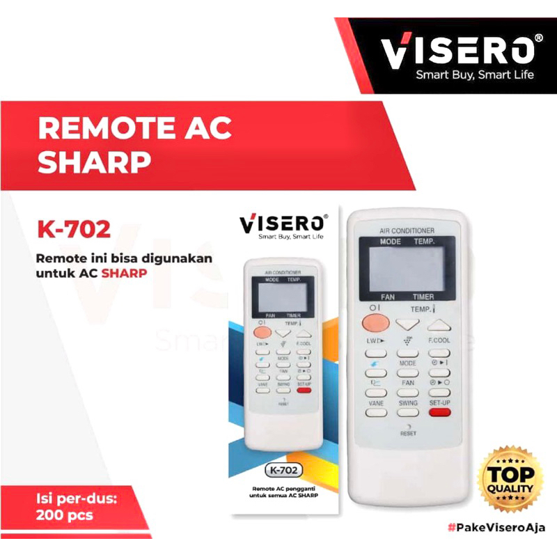 Jual REMOTE REMOT AC SHARP Multifungsi Universal VISERO K-702 | Shopee Indonesia