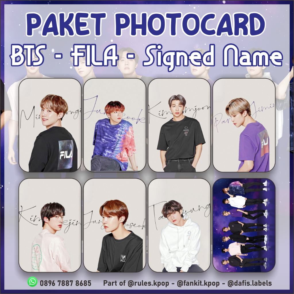 Jual 8 lembar - [READY STOCK] PHOTOCARD BTS FILA PAKET PHOTO CARD BTS ...