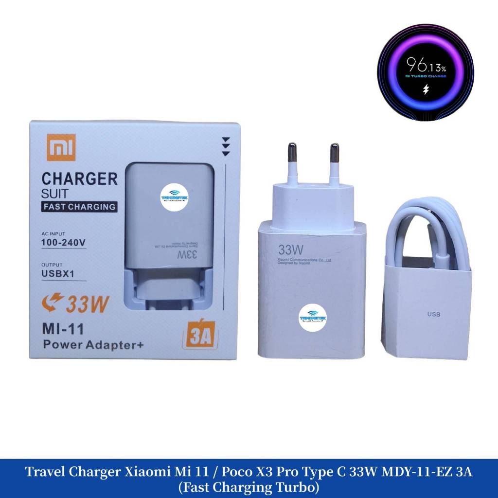 Jual Travel Charger Xiaomi Mi 11 / Poco X3 Pro Type C 33W MDY-11-EZ 3A ...