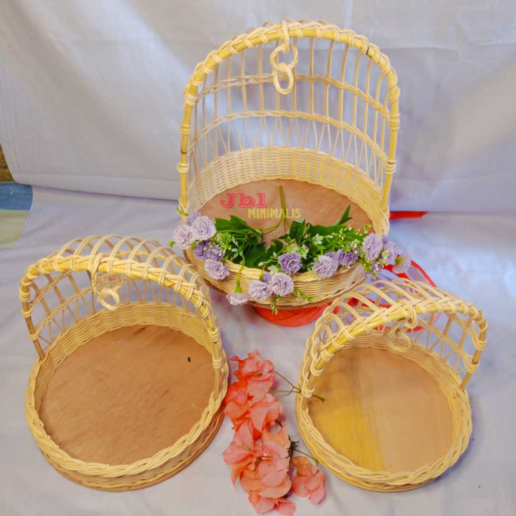Jual keranjang hantaran rotan parcel sangkar rotan (isi3) / keranjang ...