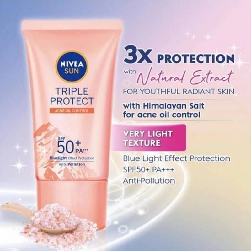 Jual Nivea Sun Face Serum Triple Protect Acne Oil Control SPF50++ 3 in ...