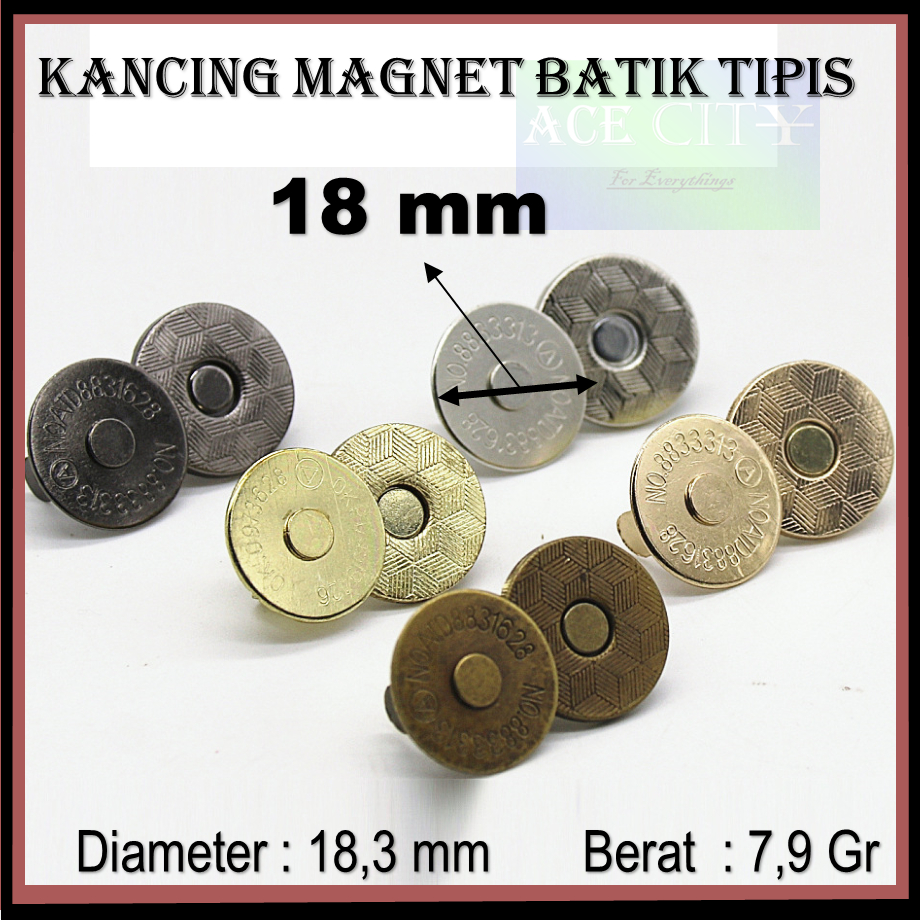 Jual Kancing Magnet Batik Tipis 18mm Premium KMT1018 ( 5 Butir ...