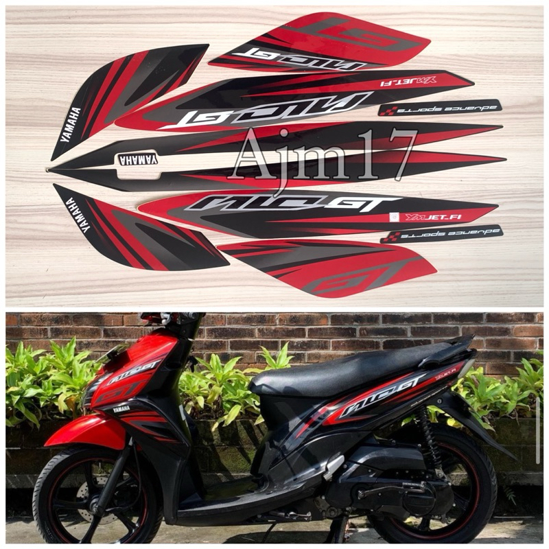 Jual STIKER STRIPING MOTOR MIO GT 2014 MERAH HITAM | Shopee Indonesia