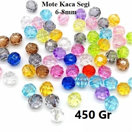 Jual Manik Manik (Mote Kaca Segi Bening 6-8mm) Harga/450g | Shopee ...