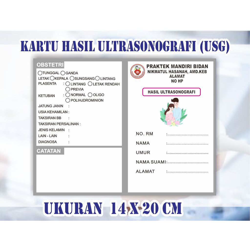 Jual kartu USG - Kartu Hasil USG - Kartu Bidan | Shopee Indonesia
