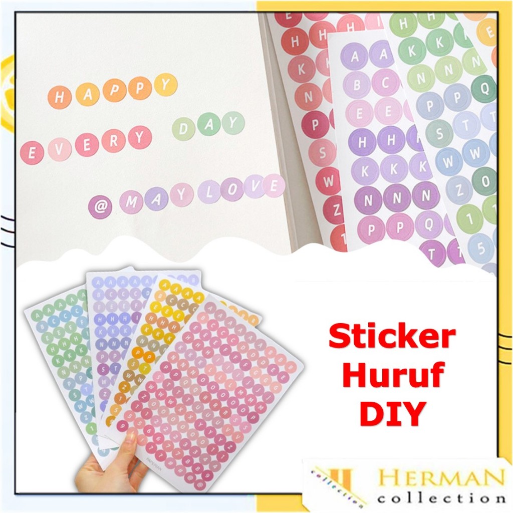 Jual HC Stiker Huruf Deco Alphabet Untuk Diary Aesthetic Sticker ...