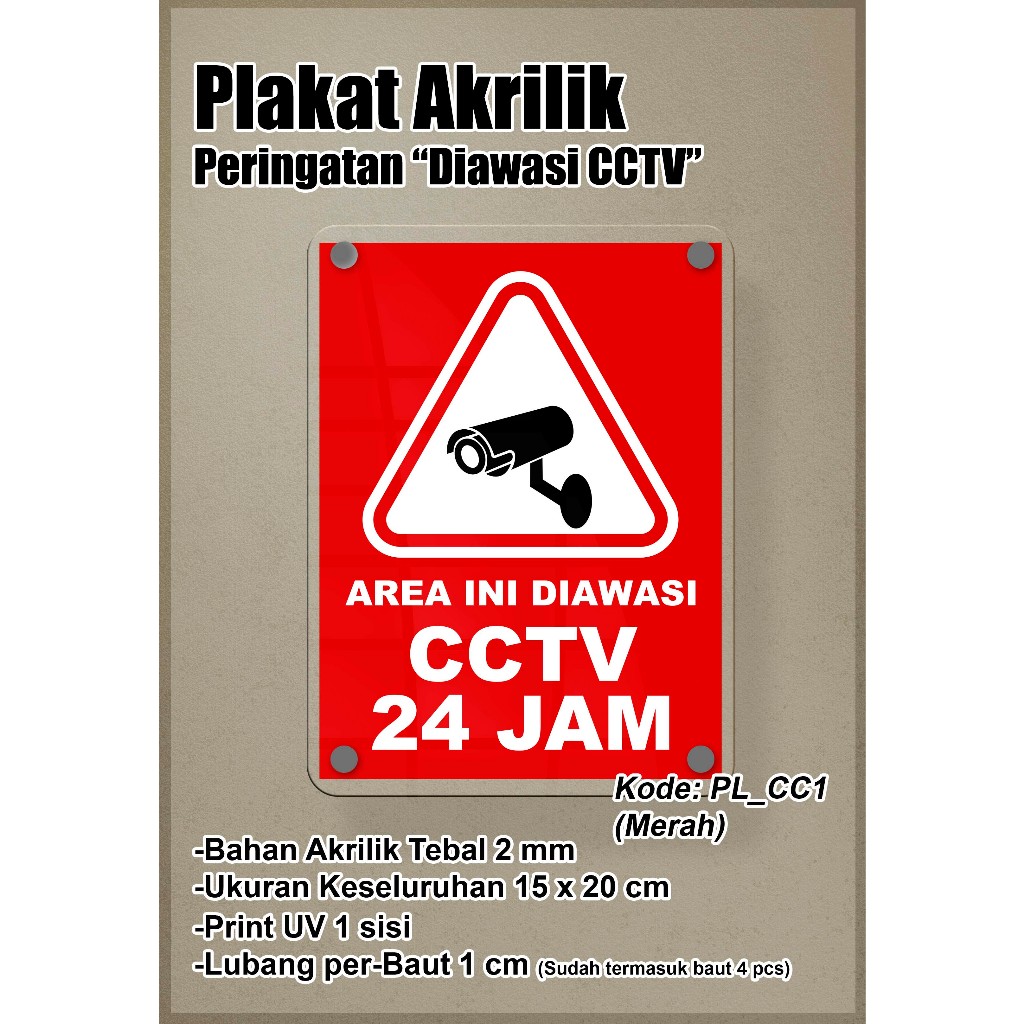 Jual PLAKAT AKRILIK UV DESAIN CCTV - PERINGATAN CCTV kode PL_CC ...