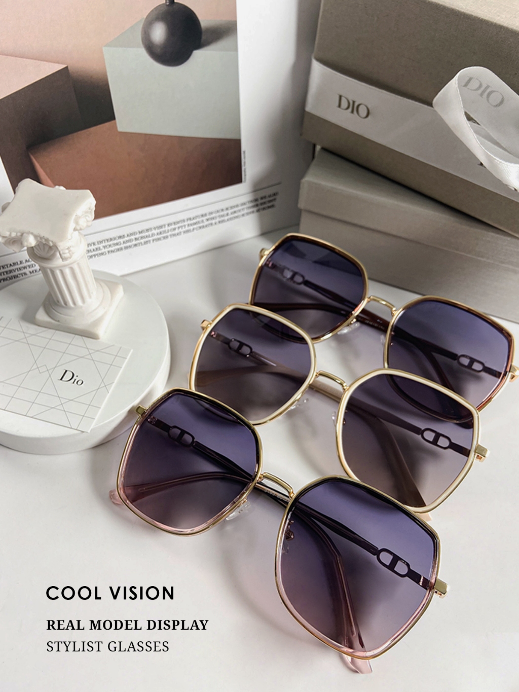 Jual 【Free Dompet & Lap】 Kacamata Sunglasses / Kacamata Perlindungan UV untuk wanita agar ...