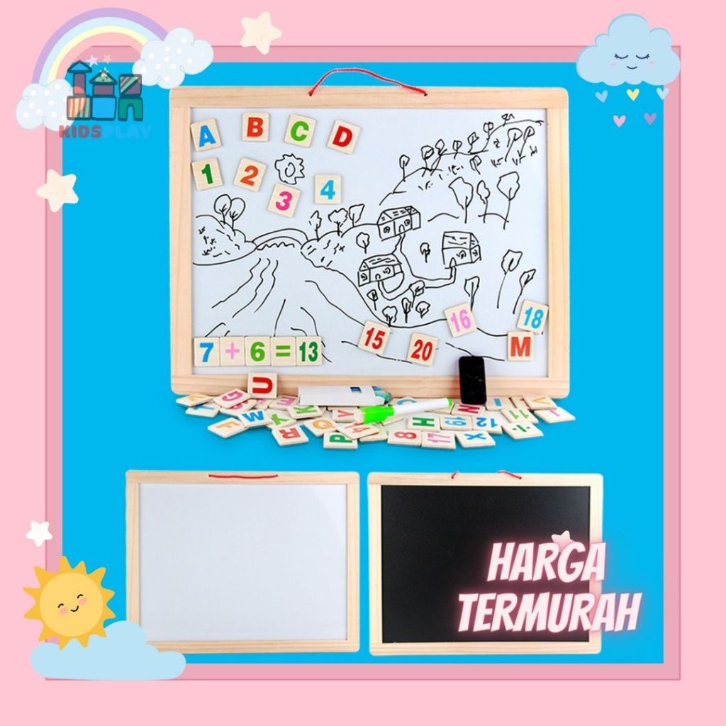 Jual Papan Tulis Set Huruf Dan Angka Magnet Mainan Papan Tulis Anak ...