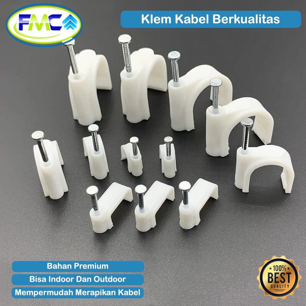 Jual Klem Kabel Listrik Paku Beton Premium Klip Kabel Dinding Cable ...