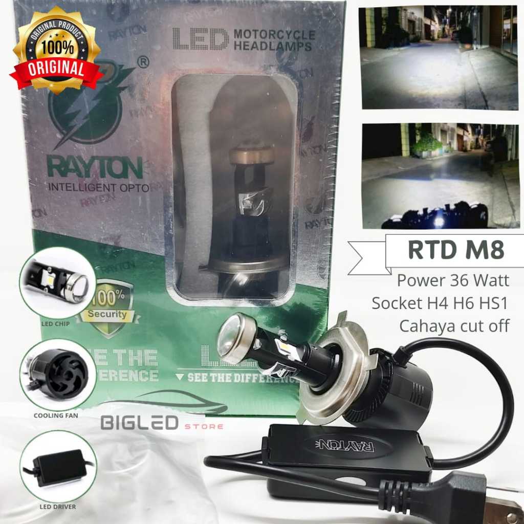Jual Lampu LED Motor Projector RTD M8 36W H6 H4 Hi-Lo Mini Projie Cut ...