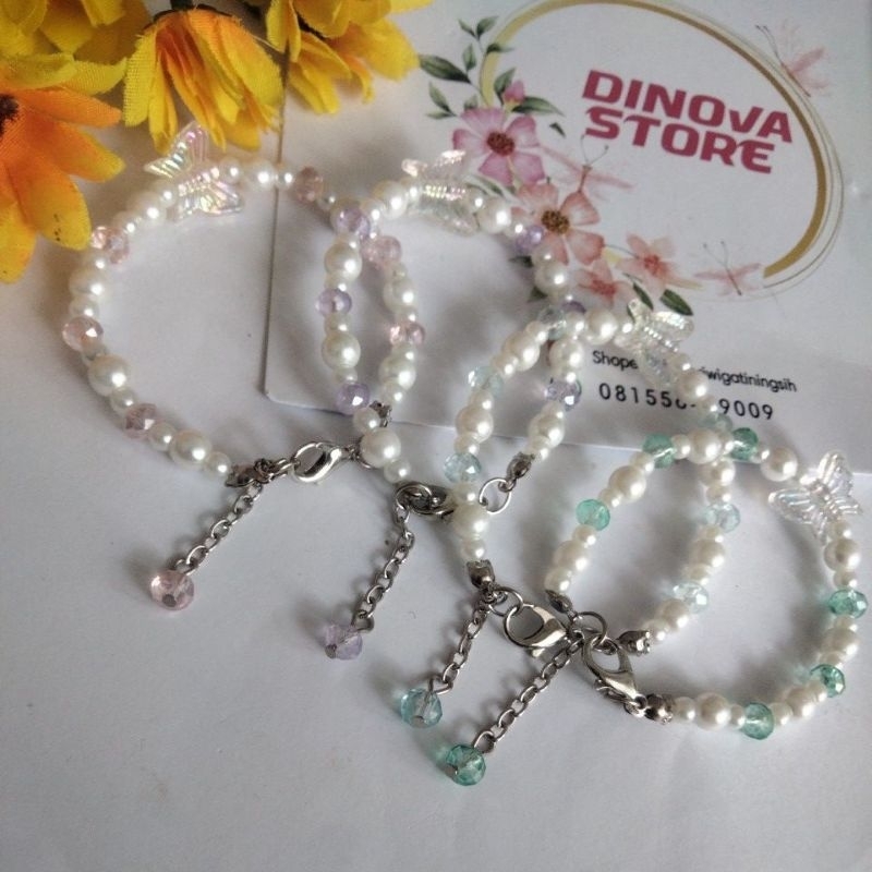 Jual Gelang manik aesthetic kupu #1 gelang wanita gelang manik manik | Shopee Indonesia