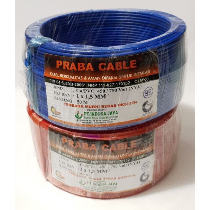 Jual Kabel Listrik Tunggal (NYA 1,5mm) 50 meter Praba / SNI / Kabel Kawat Tunggal | Shopee Indonesia