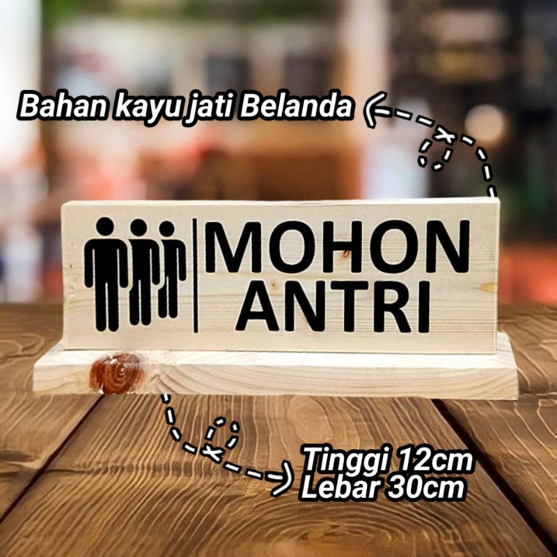 Jual Papan Tanda Meja "Mohon Antri" Sign Board 30x12cm | Shopee Indonesia