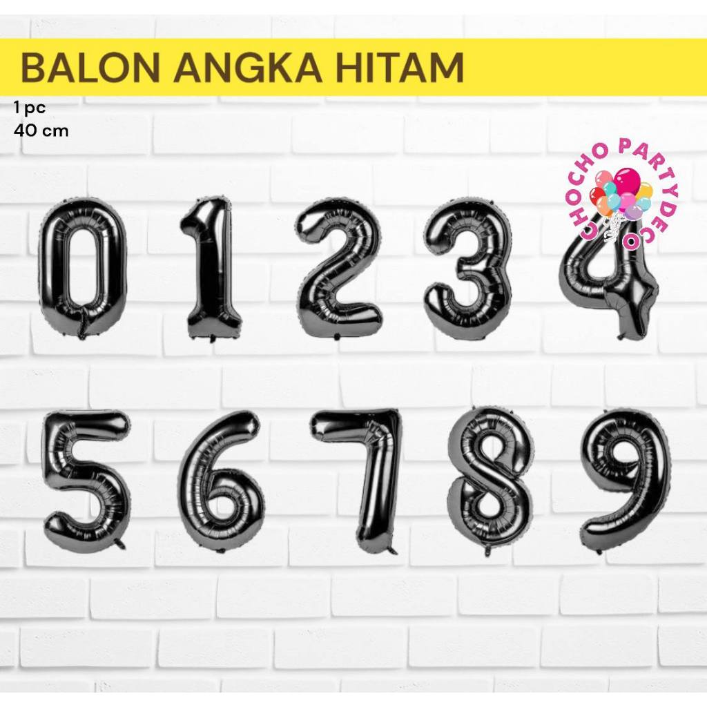 Jual Balon Angka Hitam 40cm | Shopee Indonesia