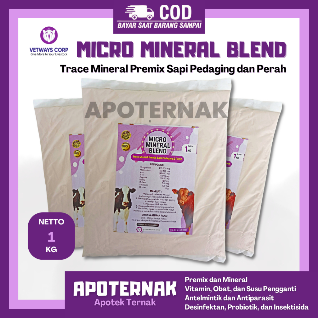 Jual MICRO MINERAL BLEND 1 kg PREMIX SAPI PEDAGING & SAPI PERAH - Premix Mineral Obat Sapi ...