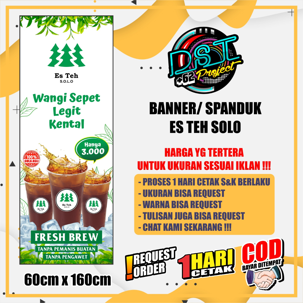 Jual BANNER / SPANDUK ES TEH SOLO 60 x 160 | Shopee Indonesia