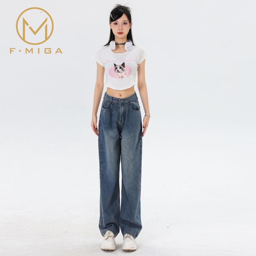 Jual F·MIGA C50 Korean Style Highwaist Panjang Bagy Denim Celana Jeans ...
