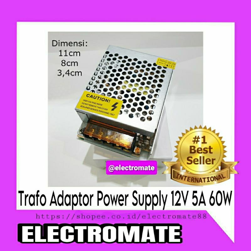 Jual Trafo Adaptor Power Supply 12V 5A 60W /MURNI GARANSI 1BULAN ...