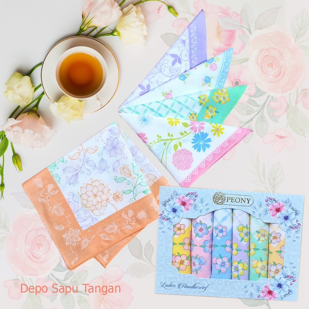 Jual SapuTangan/ Sapu Tangan/ Selampe / Handkerchief Wanita isi 6 pcs ...