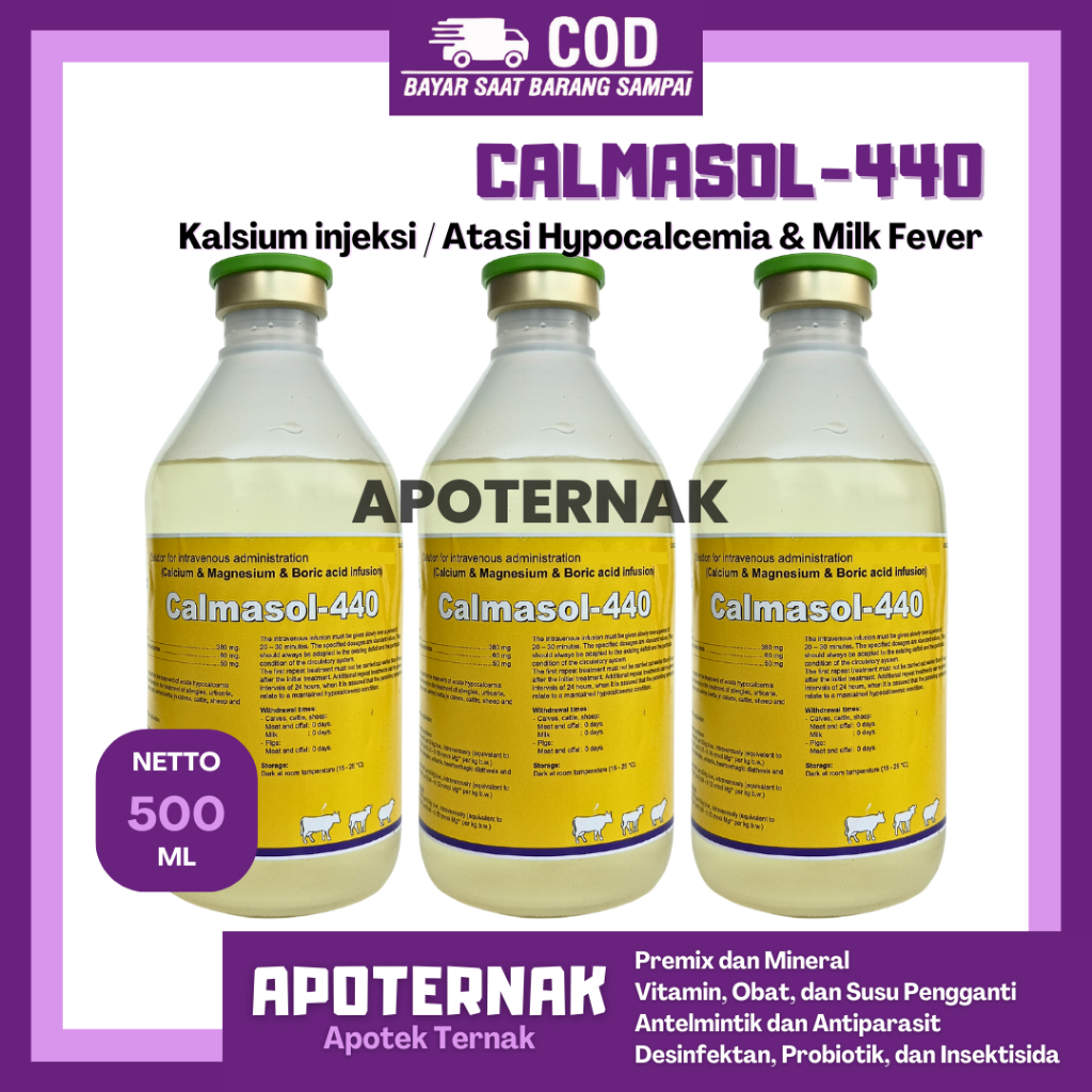 Jual CALMASOL 440 Kalsium Injeksi 500 ml | Obat Milk Fever Hipokalsemia ...