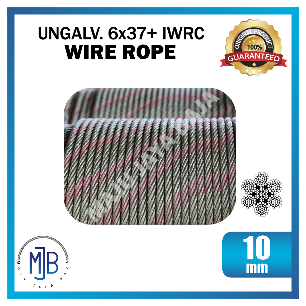 Jual Wire Rope / Kawat Seling Baja 6x37 IWRC 10mm Ungalv - 1 Meter | Shopee Indonesia