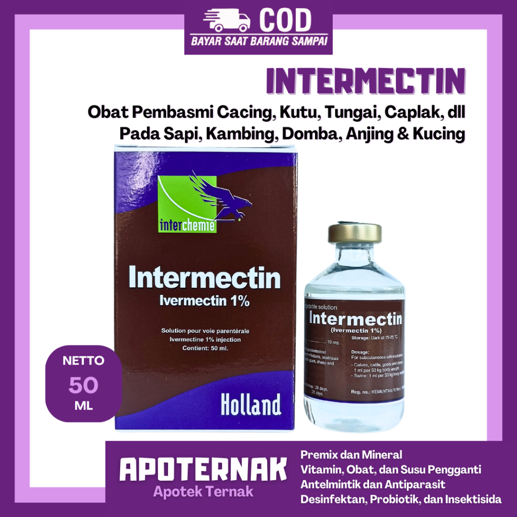 Jual INTERMECTIN 50 ml Holland ORIGINAL - Obat Cacing Kutu Tungai ...