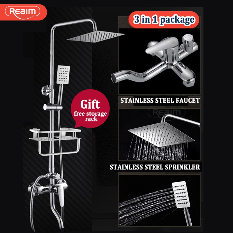 Jual shower kamar mandi / Shower Tiang Head Set 3 Dalam 1 Stainless Shower Set / shower tiang ...