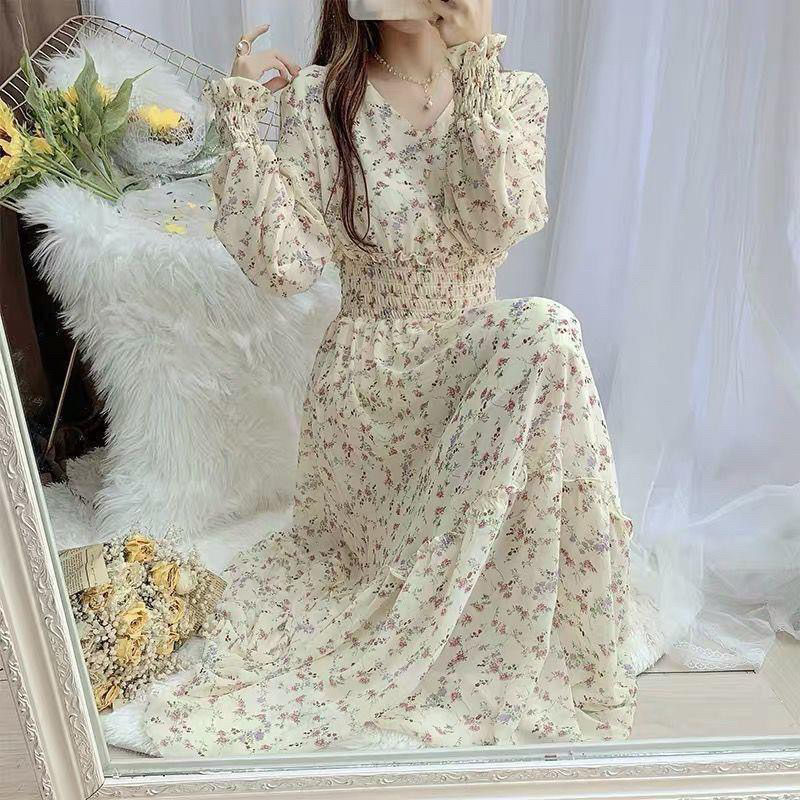 Jual [JESSICA]Dress motif tunik bunga sifon lengan panjang hijab ...
