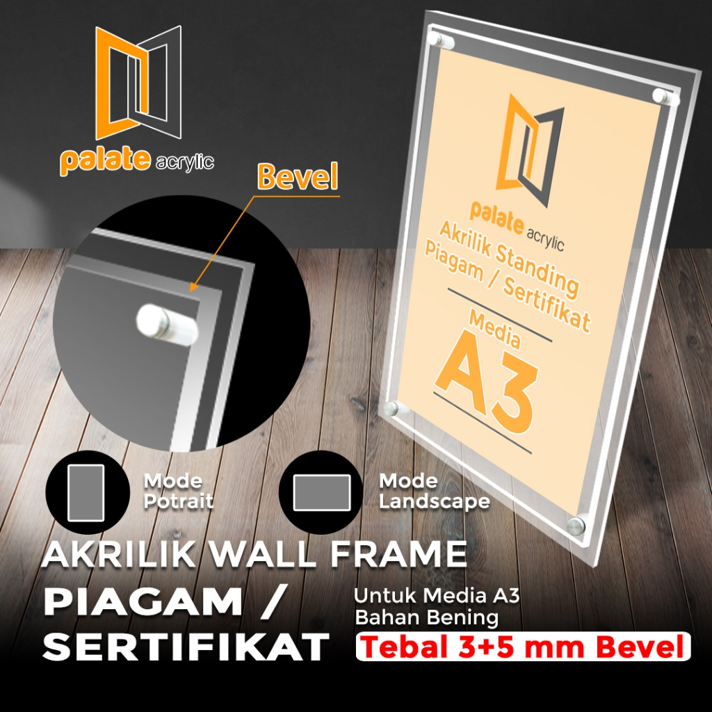 Jual AKRILIK WALL FRAME / ACRYLIC FRAME PIAGAM A3 LANDSCAPE / PORTRAIT ...