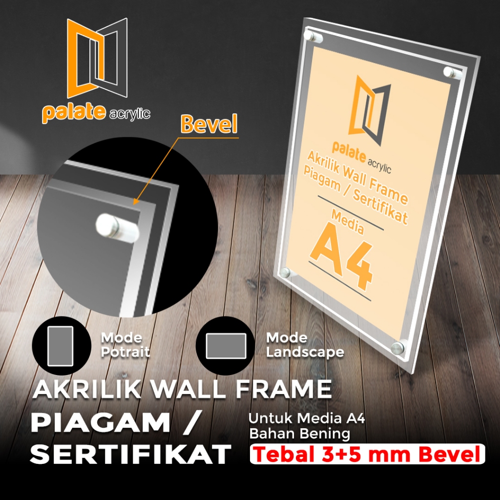Jual AKRILIK WALL FRAME / ACRYLIC FRAME PIAGAM A4 LANDSCAPE / PORTRAIT ...