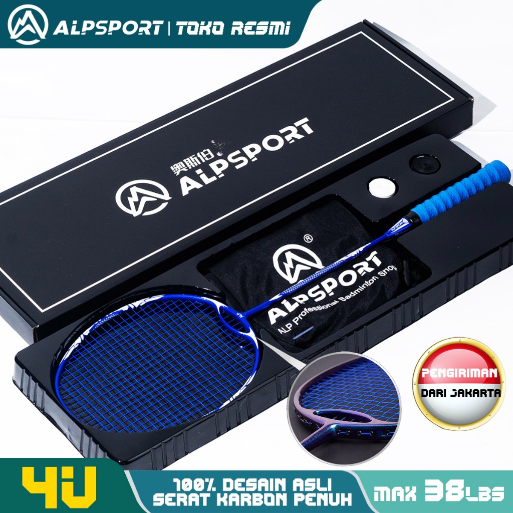 Jual ALPSPORT RR【2Raket + Tas】4U G5 100% Serat Karbon Penuh Desain Asli ...