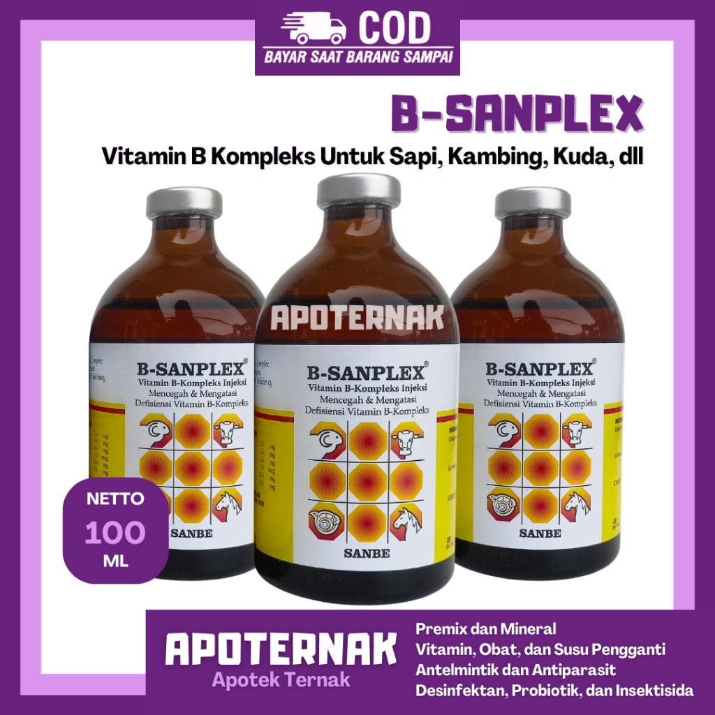 Jual B Sanplex 100ml SANBE - Vitamin B komplek Hewan Untuk Memulihkan ...