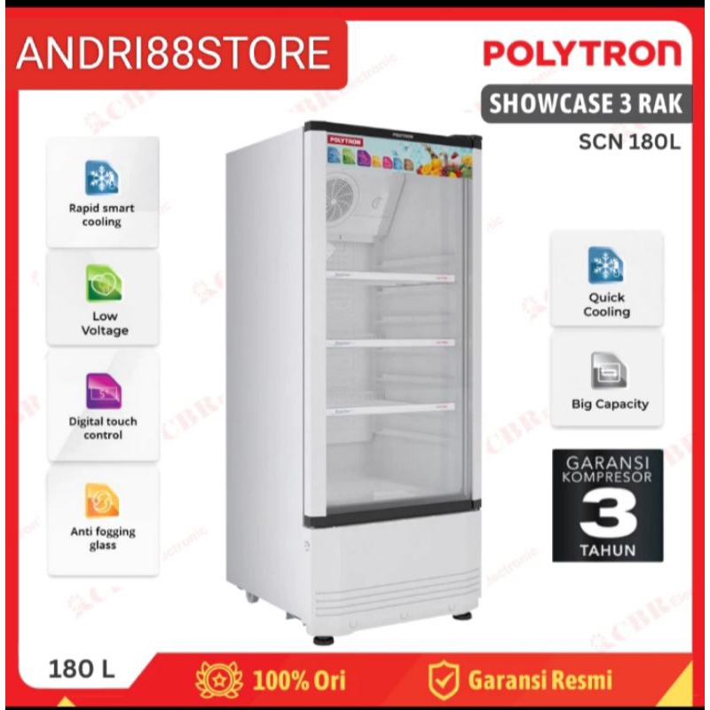 Jual POLYTRON SHOWCASE 1 PINTU 3 RAK 180 LITER SCN 180L | Shopee Indonesia