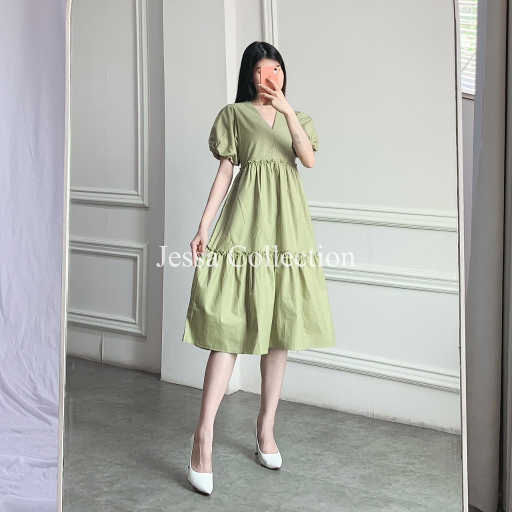 Jual Premium Amora Dress TH 929 COTTON Gaun Midi Wanita Simple Bahan ...