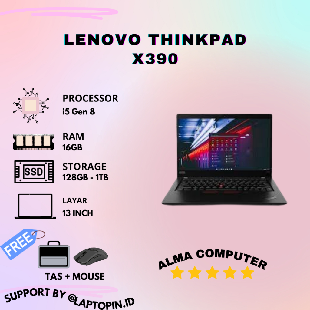 Jual Laptop Lenovo Thinkpad x390 Core i5 Gen 8 Ram 16gb Ssd 256GB up To ...
